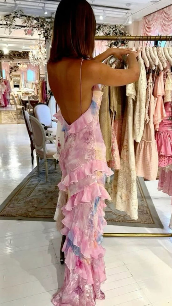 Cute Layers Spaghetti Straps Long Prom Dress Summer Beach Dresses ...