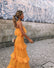 Orange Ruffle Sleeveless Prom Dresses Long Formal Gown – prommirror