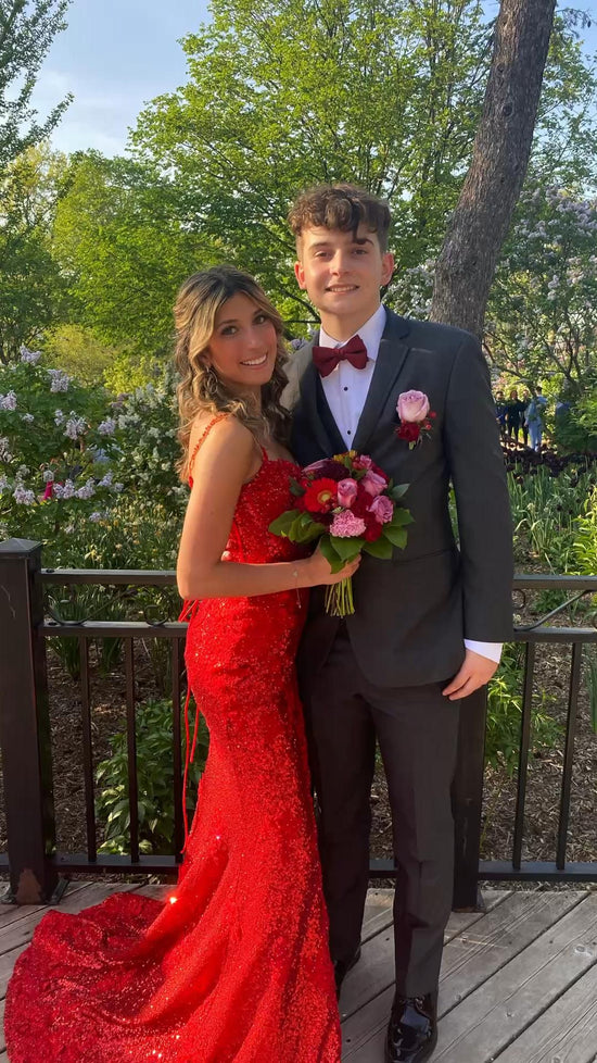 Red Mermaid Sequins Prom Dresses, Bodycon Evening Dresses – prommirror