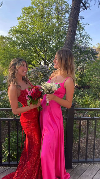 Red Mermaid Sequins Prom Dresses, Bodycon Evening Dresses – prommirror