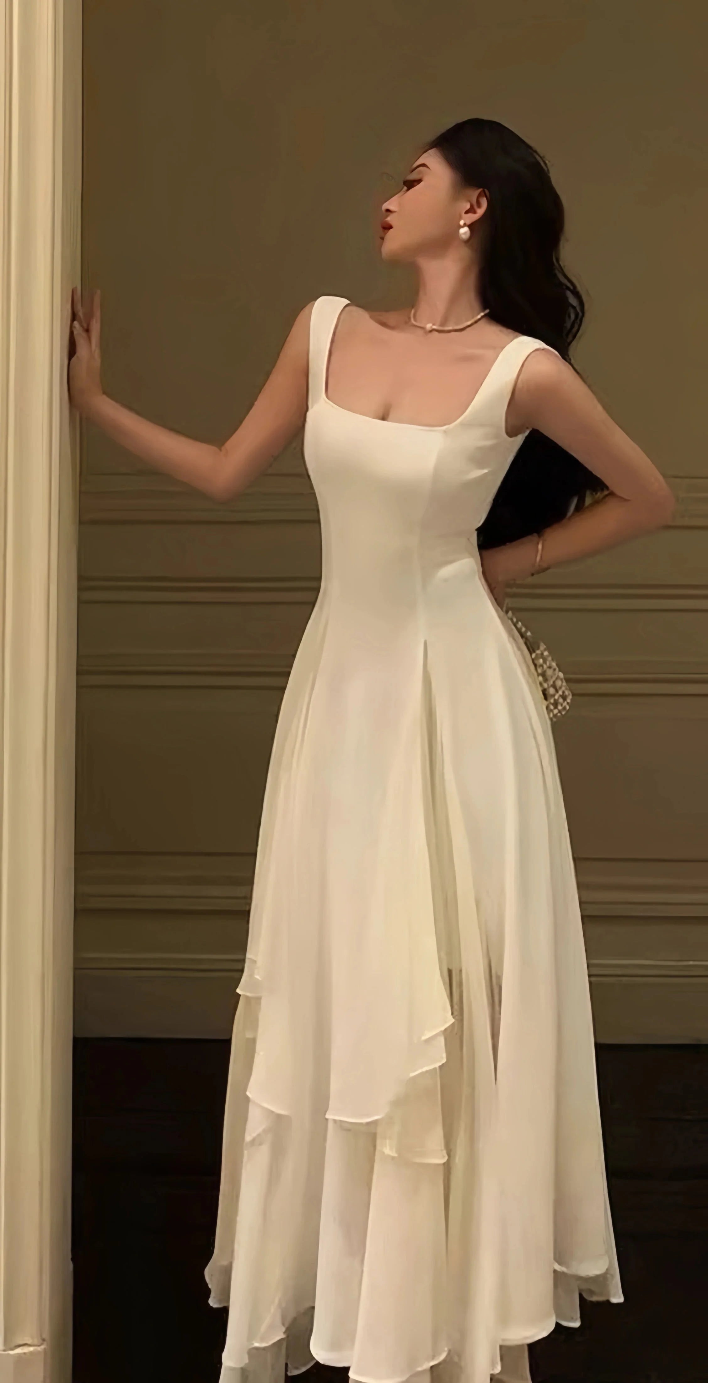 Ivory Chiffon Prom Dresses, Simple Party Dresses, A-Line Evening Formal ...